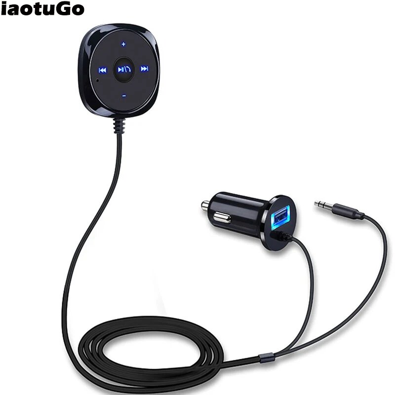 Автомобильное зарядное устройство USB iaotuGo Автомобильный комплект Bluetooth 3,5 мм AUX Bluetooth Hands Free для телефонных звонков Аудио Bluetooth Поддержка телефона/планшета