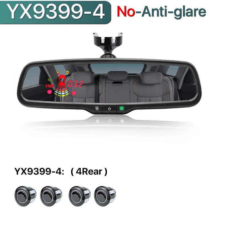GreenYi автоматический затемняющий зеркальный монитор заднего вида с передним и задним датчиком парковки 4/6/8 шт. датчик радар-детектор система дисплей, Rear 4Sensor