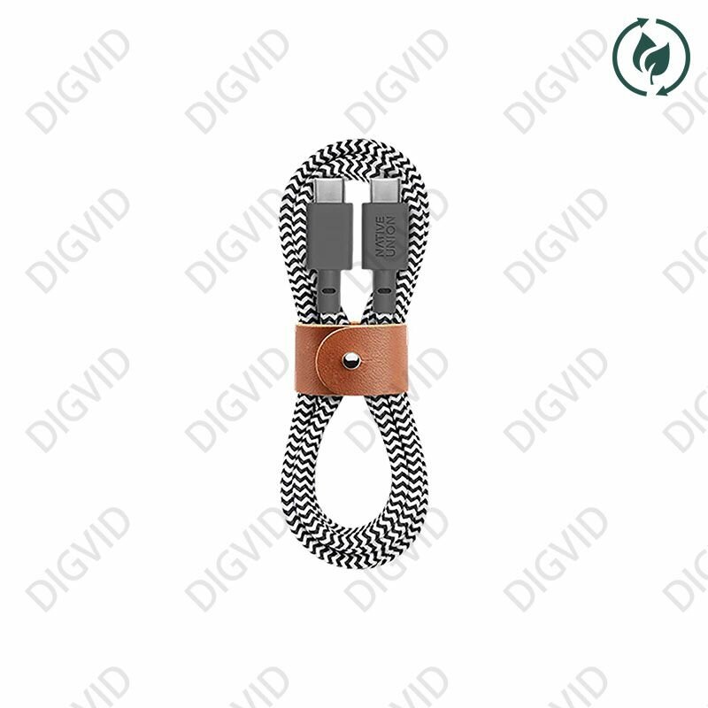 Кабель Native Union BELT USB-C на USB-C, 60W PD, 1.2 метра, нейлоновая оплётка, Черно-белый