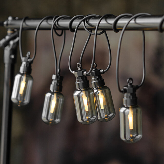 Гирлянда из лампочек Smoky Party Lights 10 м, 20 ламп, теплые белые LED, черный ПВХ, соединяемая, IP44, Winter Deco, ECO-020-K-BSWW-A