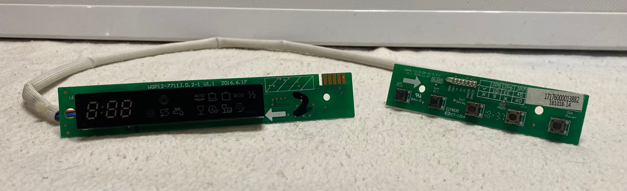 Плата индикации/ модуль управления для посудомоечной машины Hansa( Ханса), Korting (Кертинг), Midea (Мидеа), Candy (Канди) WQP12-7711J.D.2-1 V1.1 2016.6.17 17176000013882