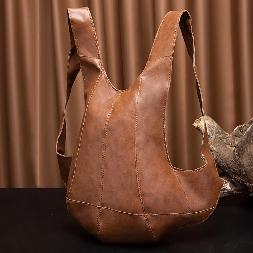 Сумка Crazy Horse из мягкой кожи с жуком, рюкзак, водонепроницаемая противоугонная дорожная сумка, многофункциональная сумка для книг большой вместимости, Brown, Унисекс