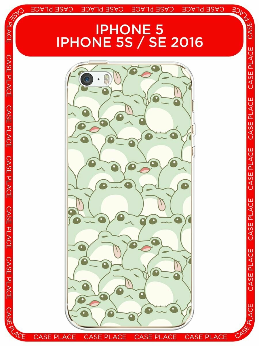 Чехол на Apple iPhone 5/5S/SE / Айфон 5/5S/SE с принтом "Море жабок"
