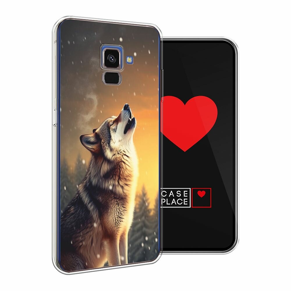 Чехол на Samsung Galaxy A8 2018 / Самсунг Галакси А8 2018 с принтом "Воющий волк" — фото 1