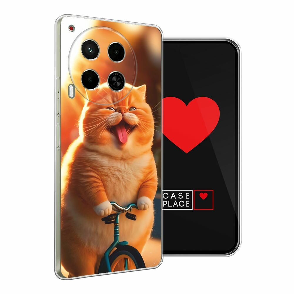 Чехол на Tecno Camon 30 5G / Текно Камон 30 5G с принтом "Кот на велике" — фото 1