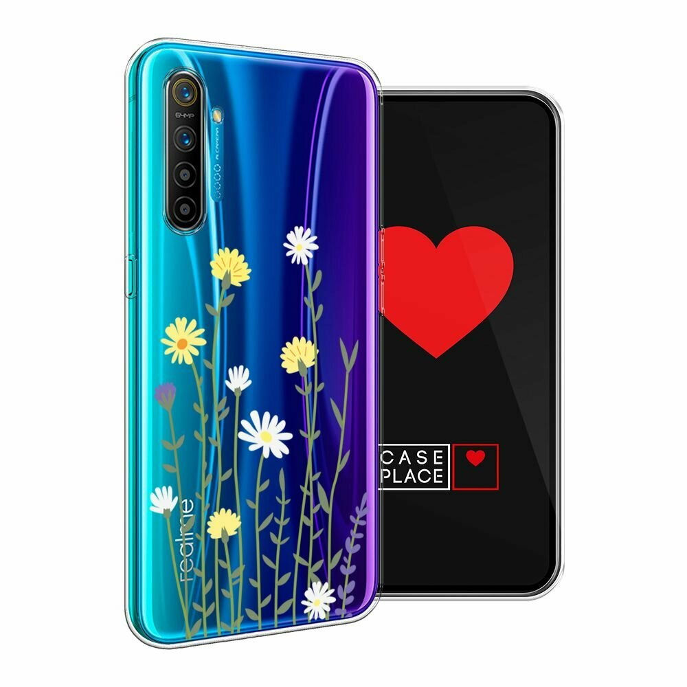 Чехол на Realme XT / Реалми XT с принтом "Пучок полевых цветов", прозрачный — фото 1