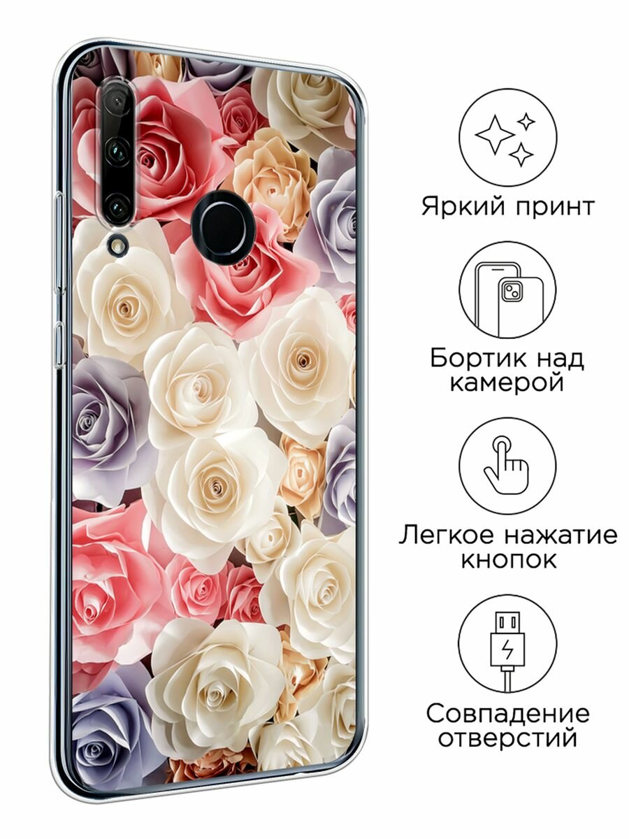 Чехол на Honor 10i/20 Lite 2019/20e/Huawei P Smart Plus 2019 / Хонор 10i с принтом "Пастельные розы" — фото 1