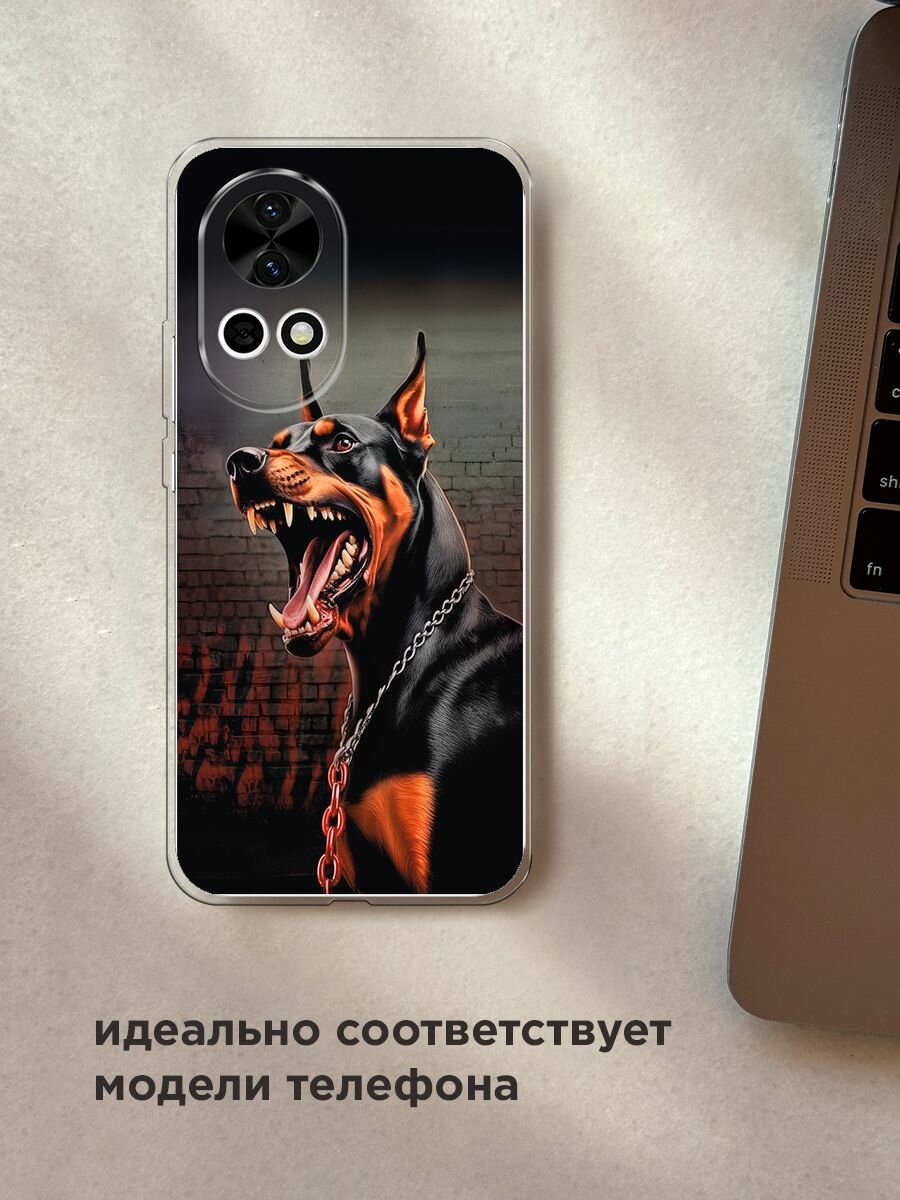 Чехол на Huawei Nova 12/Nova13 / Хуавей Нова 12/Нова 13 с принтом "Доберман с цепью" — фото 1