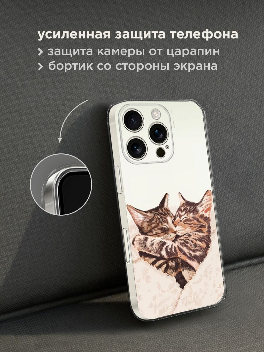Чехол на Apple iPhone 16 Pro / Айфон 16 Про с принтом "Влюбленные котейки - 14 февраля" — фото 1