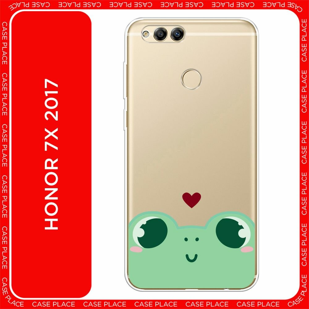 Чехол на Honor 7X / Хонор 7Х с принтом "Влюблённая лягушка - 14 февраля", прозрачный