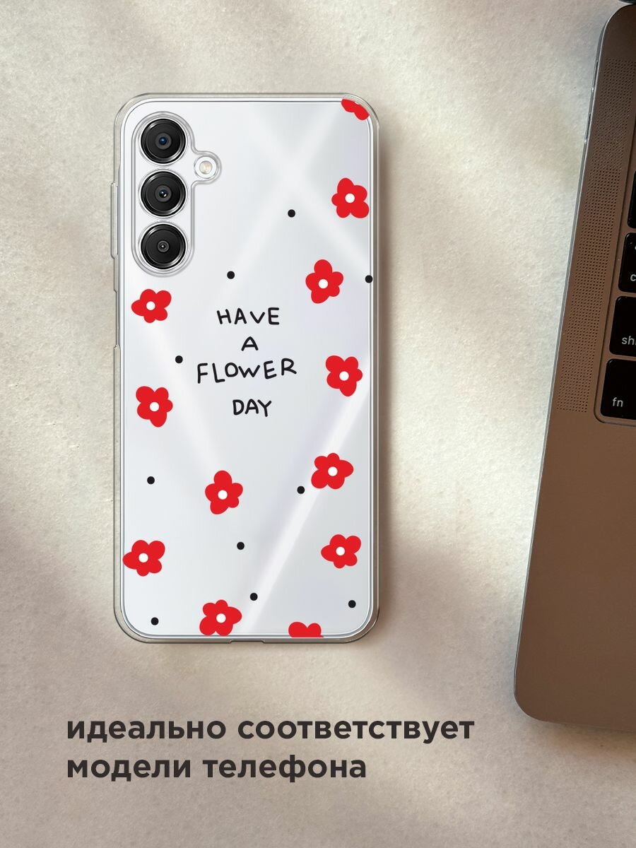 Чехол на Samsung Galaxy A16 / Самсунг А16 с принтом "Have a flower day 2", прозрачный — фото 1