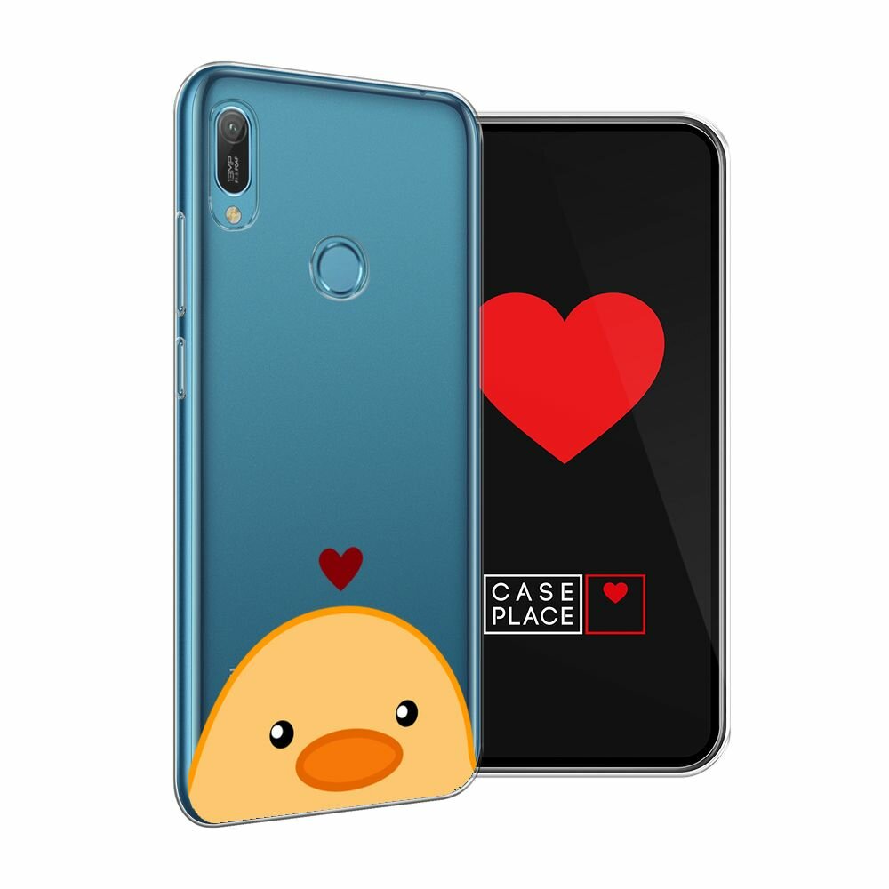 Чехол на Honor 8A/8A Pro/Huawei Y6s/Y6 2019 / Хонор 8А с принтом "Влюблённая уточка - 14 февраля", прозрачный — фото 1