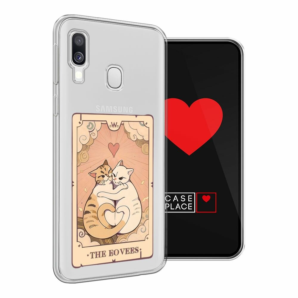 Чехол на Samsung Galaxy A40 / Самсунг Галакси А40 с принтом "The lovers cats 2 - 14 февраля", прозрачный — фото 1