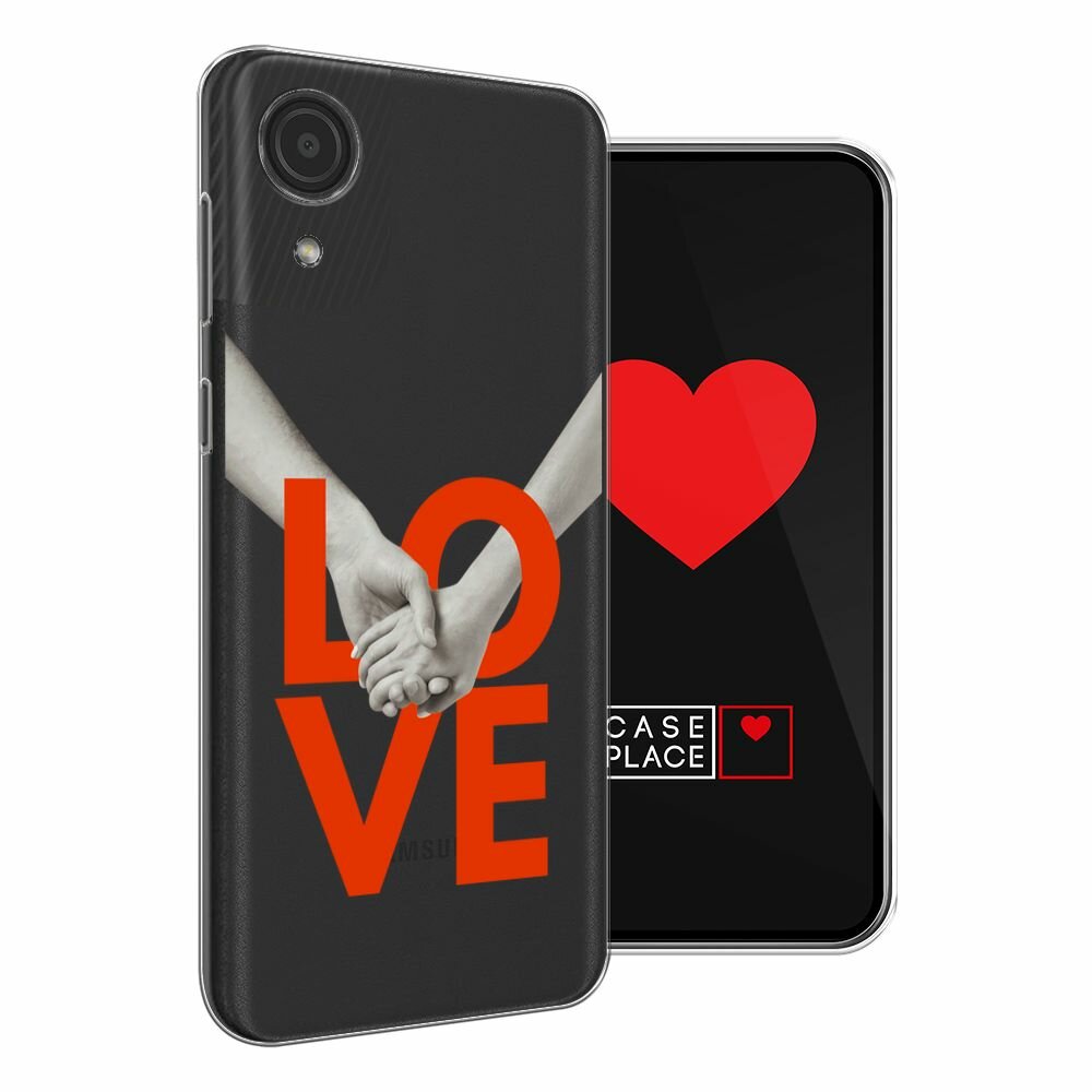 Чехол на Samsung Galaxy A03 Core / Самсунг Галакси А03 Core с принтом "Love holding hands - 14 февраля", прозрачный — фото 1