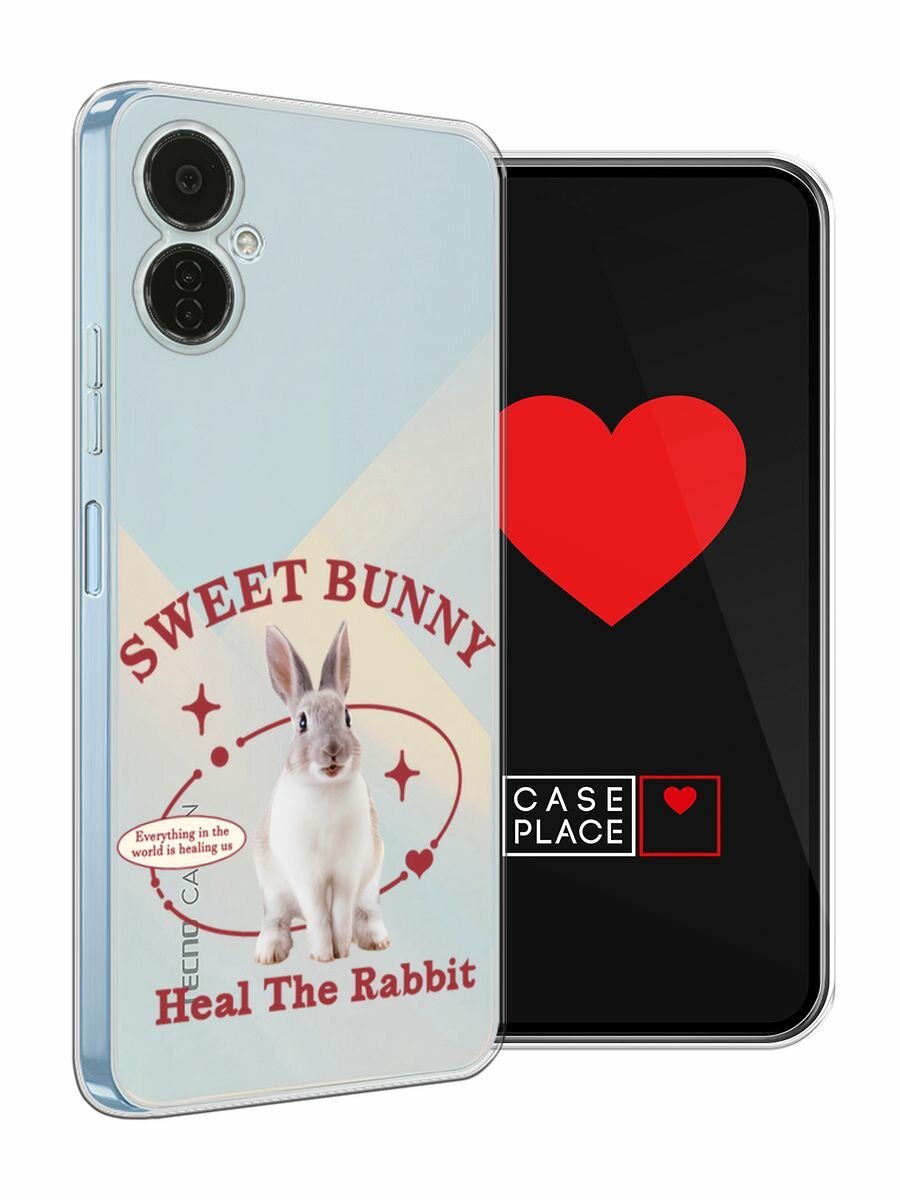 Чехол на Tecno Camon 19 Neo / Техно Камон 19 Нео с принтом "Heal the rabbit", прозрачный — фото 1