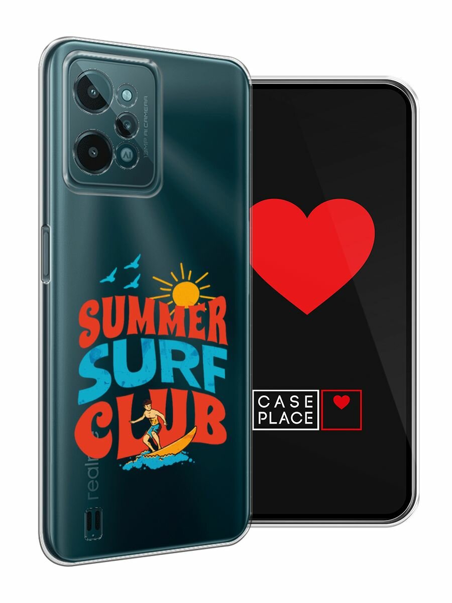 Чехол на Realme C31 / Реалми C31 с принтом "Summer surf club", прозрачный — фото 1