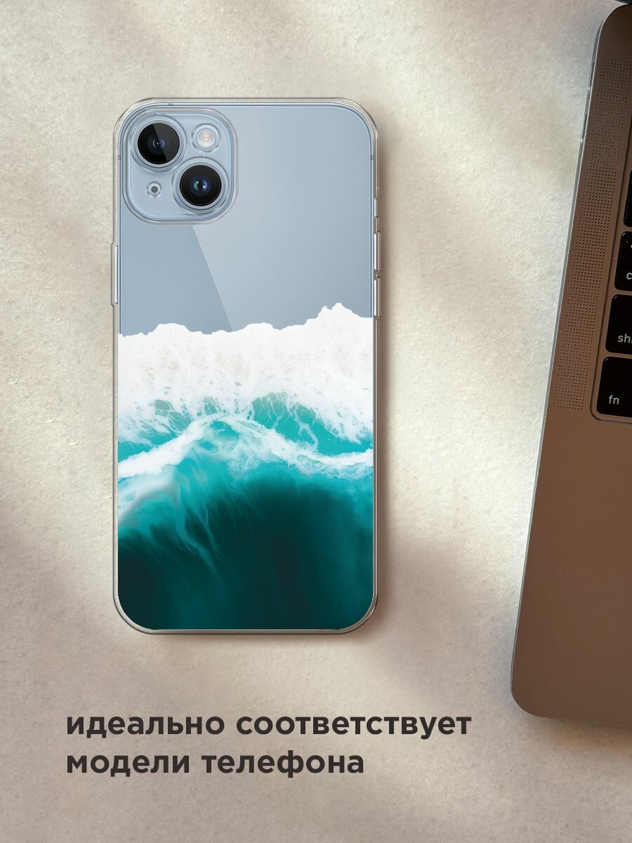 Чехол на Apple iPhone 14 / Айфон 14 с принтом "Большая волна", прозрачный — фото 1
