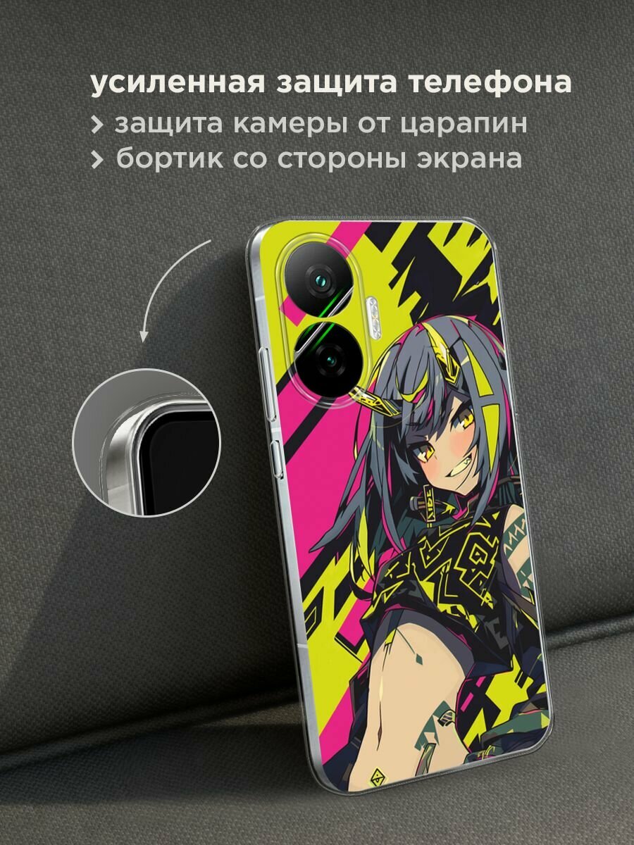 Чехол на Poco F7 / Поко F7 с принтом "Девушка в кибер костюме" — фото 1