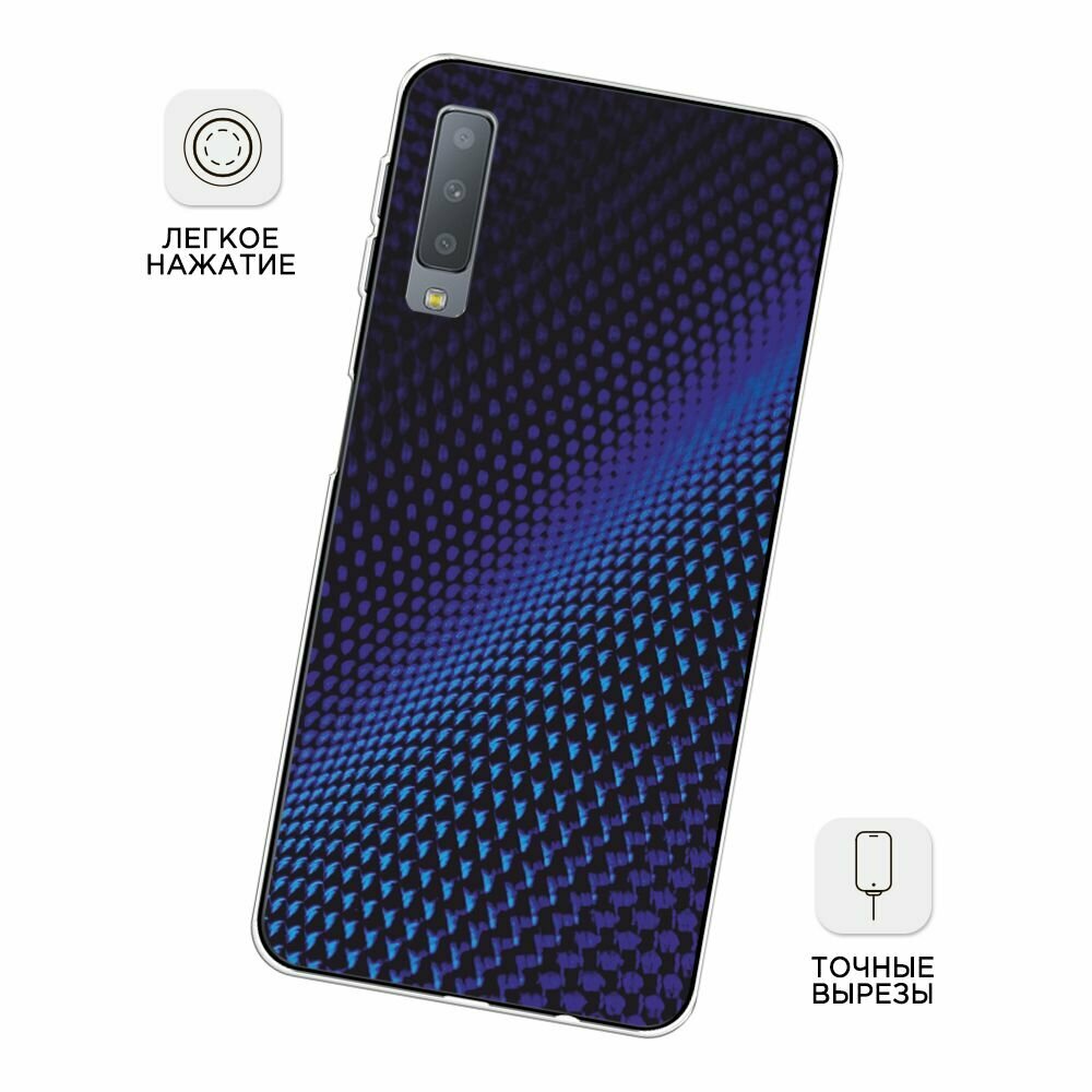 Чехол на Samsung Galaxy A7 2018 / Самсунг Галакси А7 2018 с принтом "Синий карбон" — фото 1