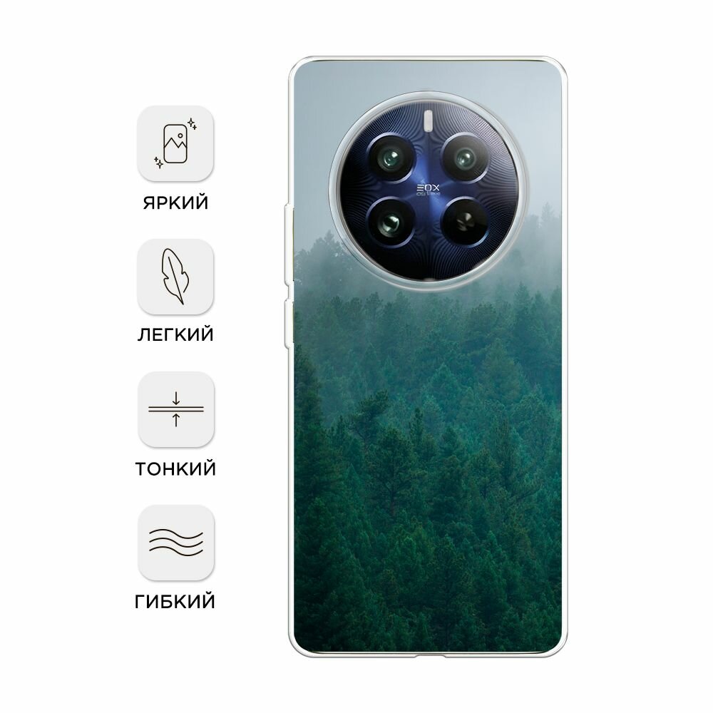 Чехол на Realme 12 Pro / Реалми 12 Про с принтом "Лес в облаках" — фото 1