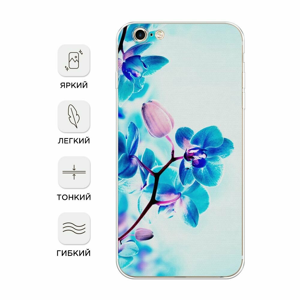 Чехол на Apple iPhone 6 Plus/6S Plus / Айфон 6 Плюс/Айфон 6С Плюс с принтом "Голубая орхидея" — фото 1