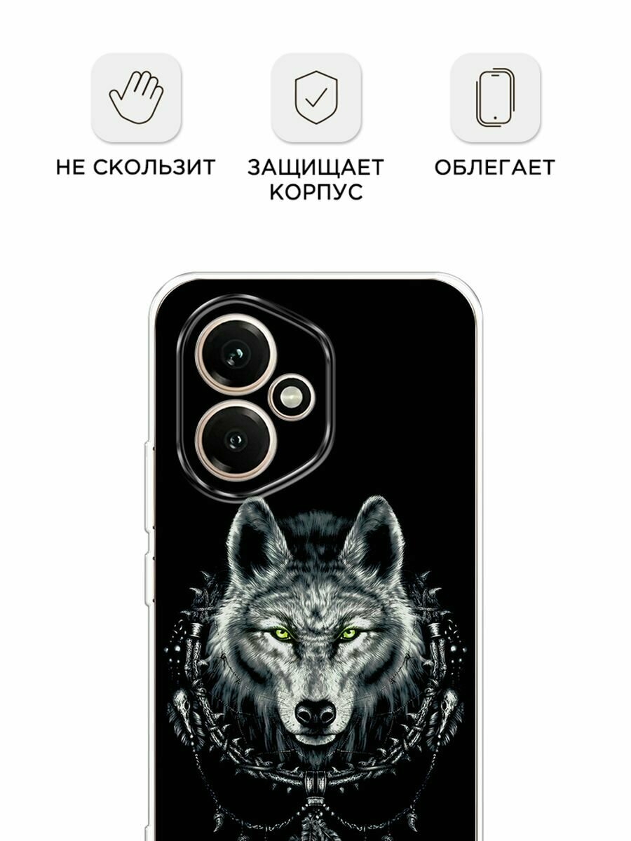 Силиконовый чехол на Honor 400 / Хонор 400 с принтом "Волк оберег" — фото 1