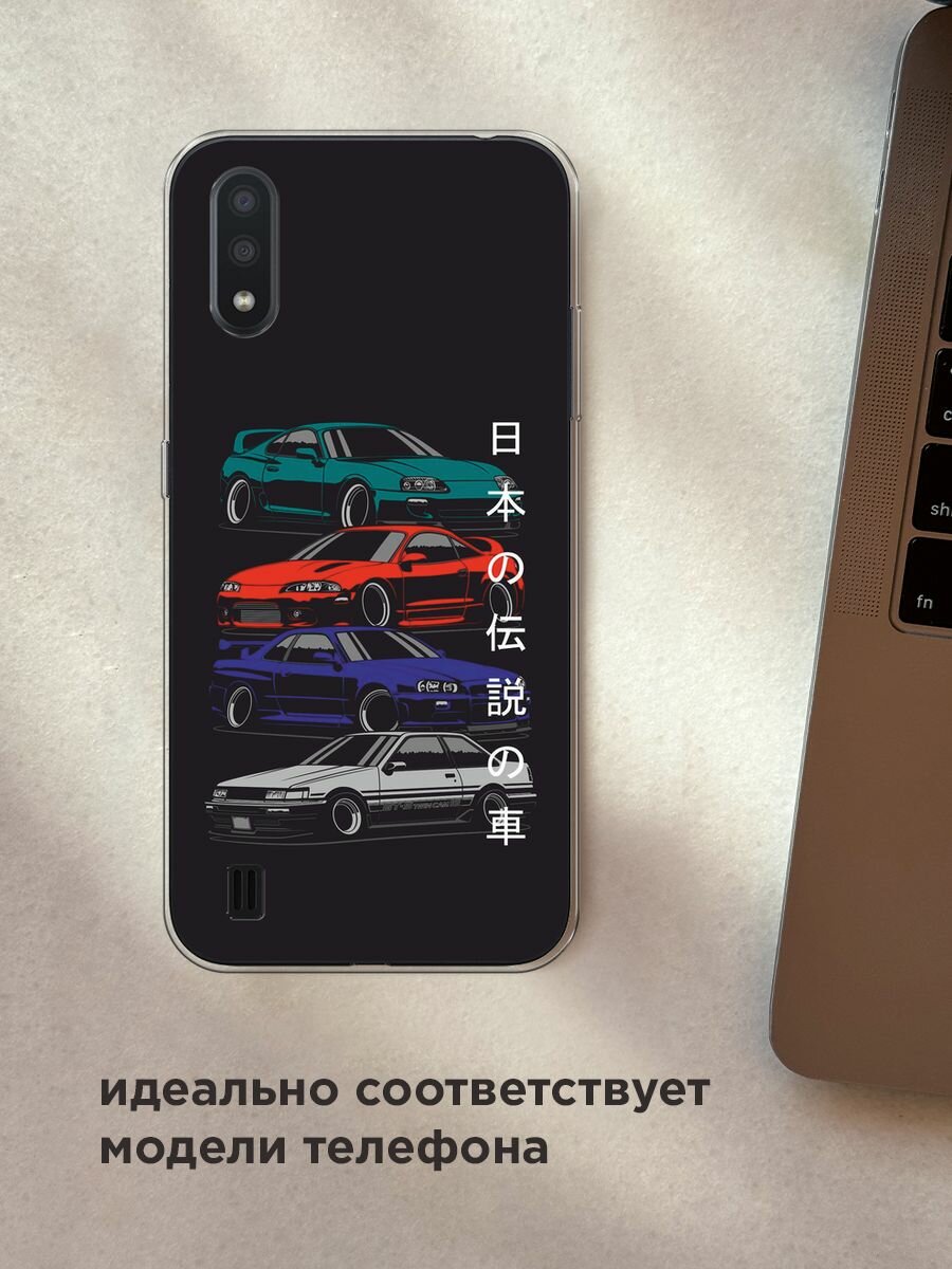 Чехол на Samsung Galaxy A01 / Самсунг Гэлакси А01 с принтом "JDM Legend cars" — фото 1