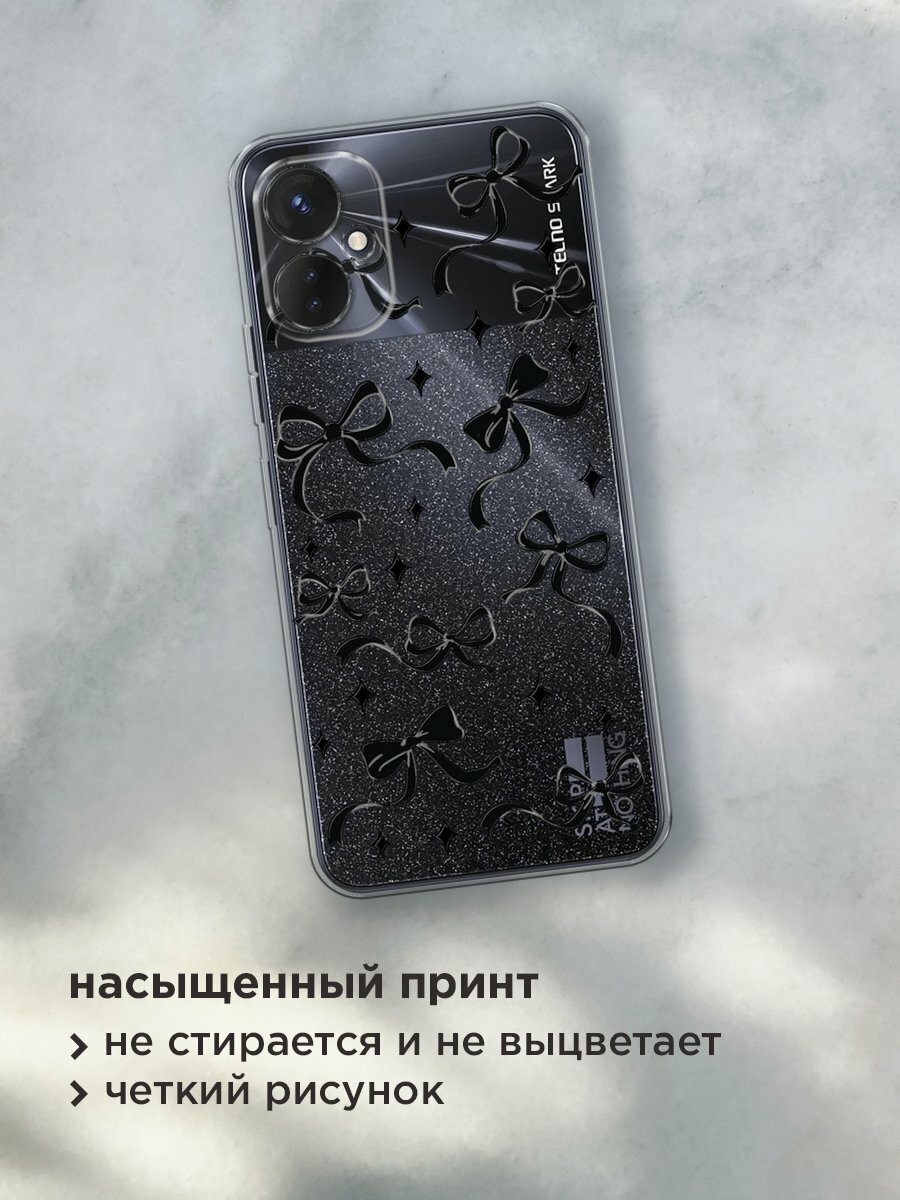 Чехол на Tecno Spark 9 Pro / Техно Спарк 9 Про с принтом "Милые чёрные бантики 4" — фото 1