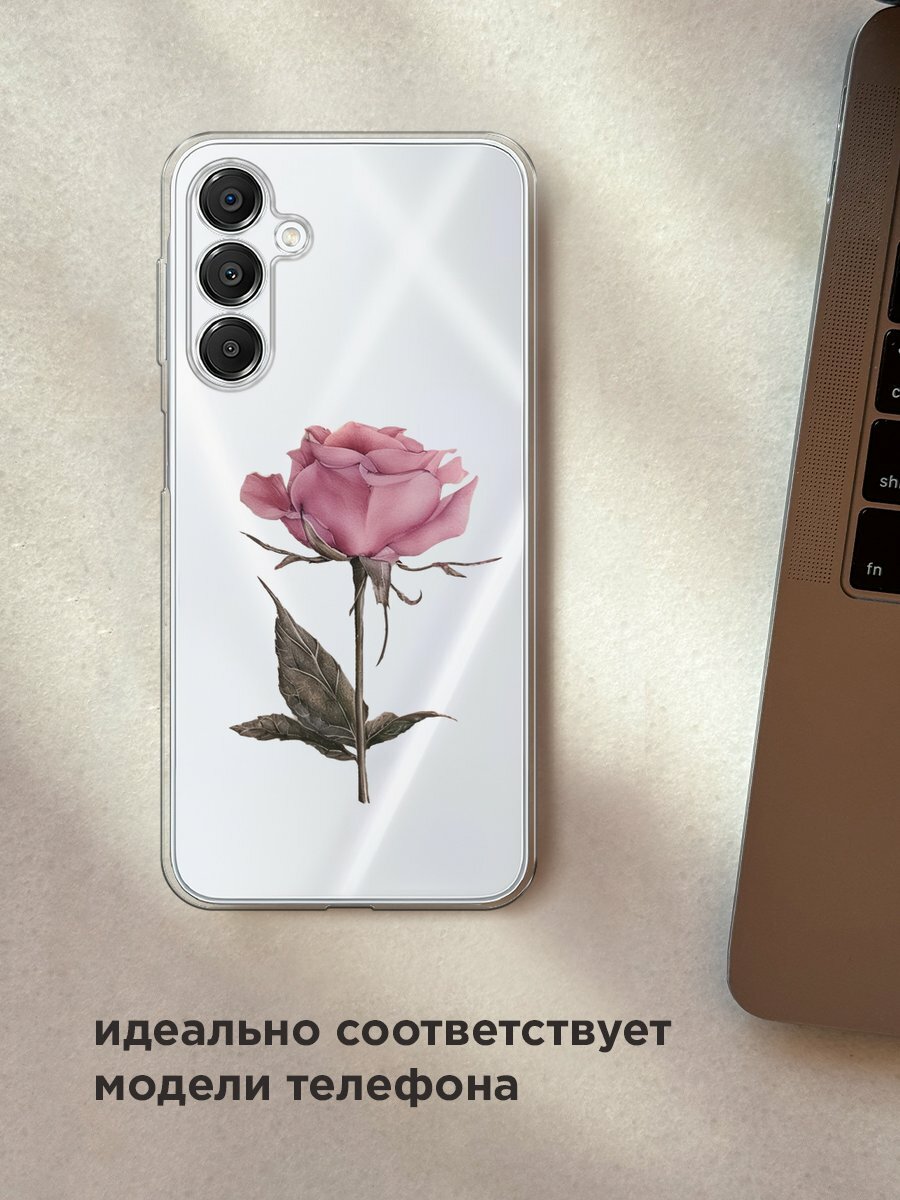 Чехол на Samsung Galaxy A16 / Самсунг А16 с принтом "Меланхоличная роза", прозрачный — фото 1