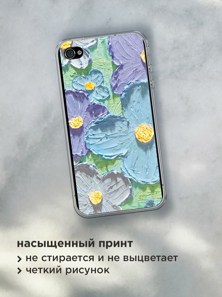 Чехол на Apple iPhone 4/4S / Айфон 4/4S с принтом "Масляные цветы 2" — фото 1