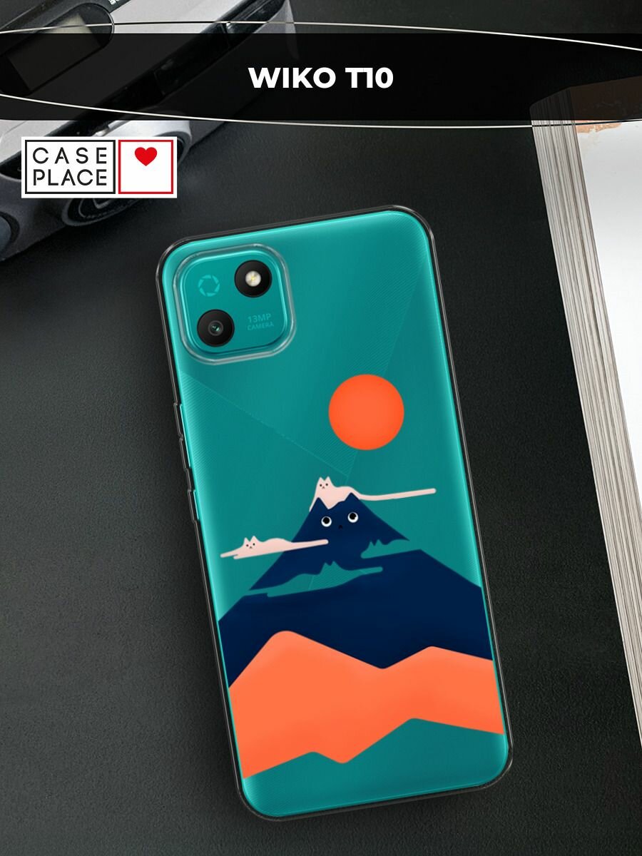 Чехол на Wiko T10 / Вико Т10 с принтом "Кот-гора", прозрачный