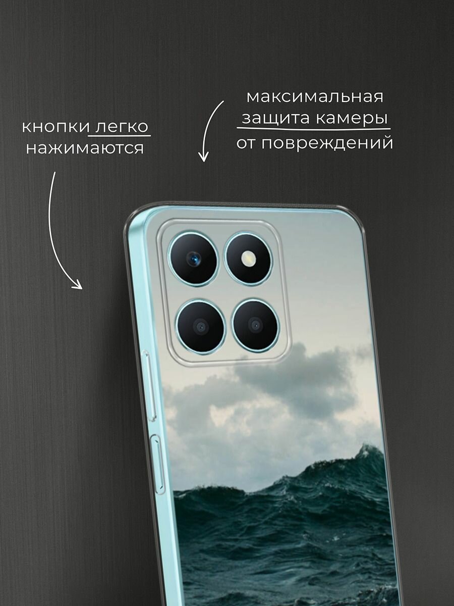 Силиконовый чехол на Honor X6A / Хонор X6A с принтом "Волны 11" — фото 1
