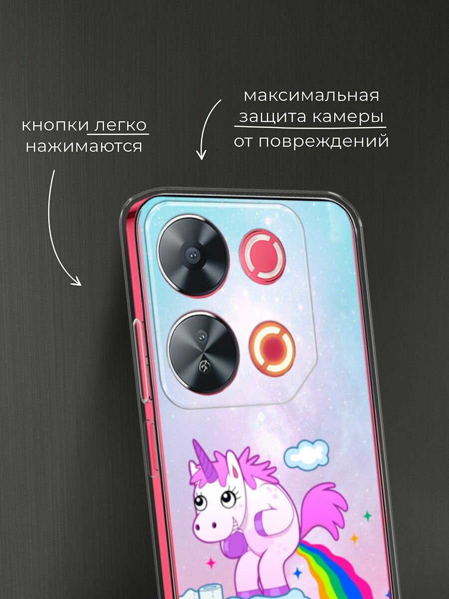 Силиконовый чехол на Itel P65 / Ител P65 с принтом "Единорог какает" — фото 1