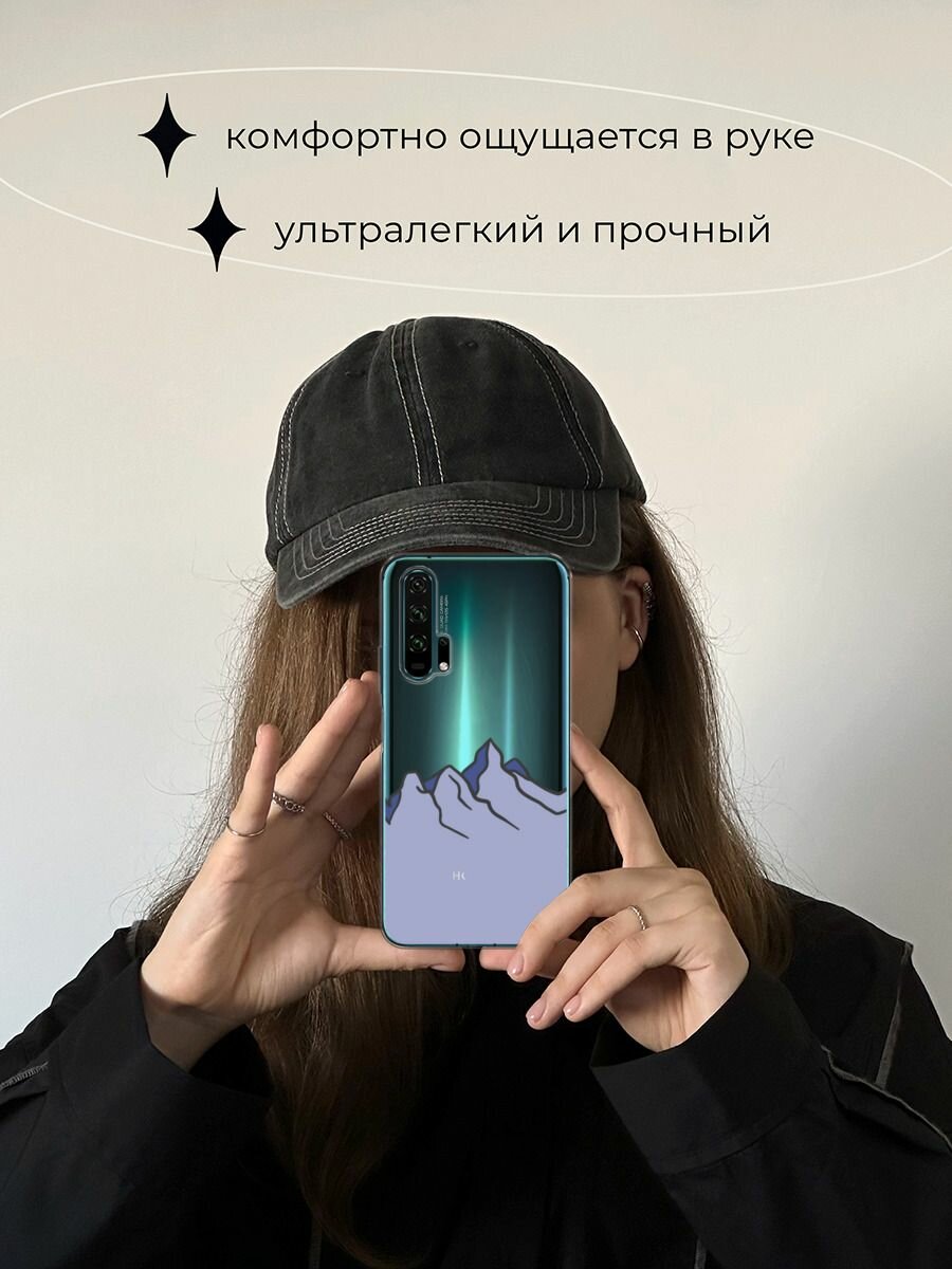Чехол на Honor 20 Pro / Хонор 20 Про с принтом "Гора", прозрачный — фото 1