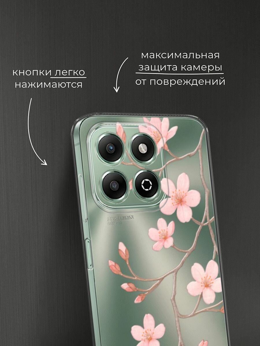 Чехол на Honor X6b / Хонор X6b с принтом "Веточка распускающейся сакуры 2" — фото 1