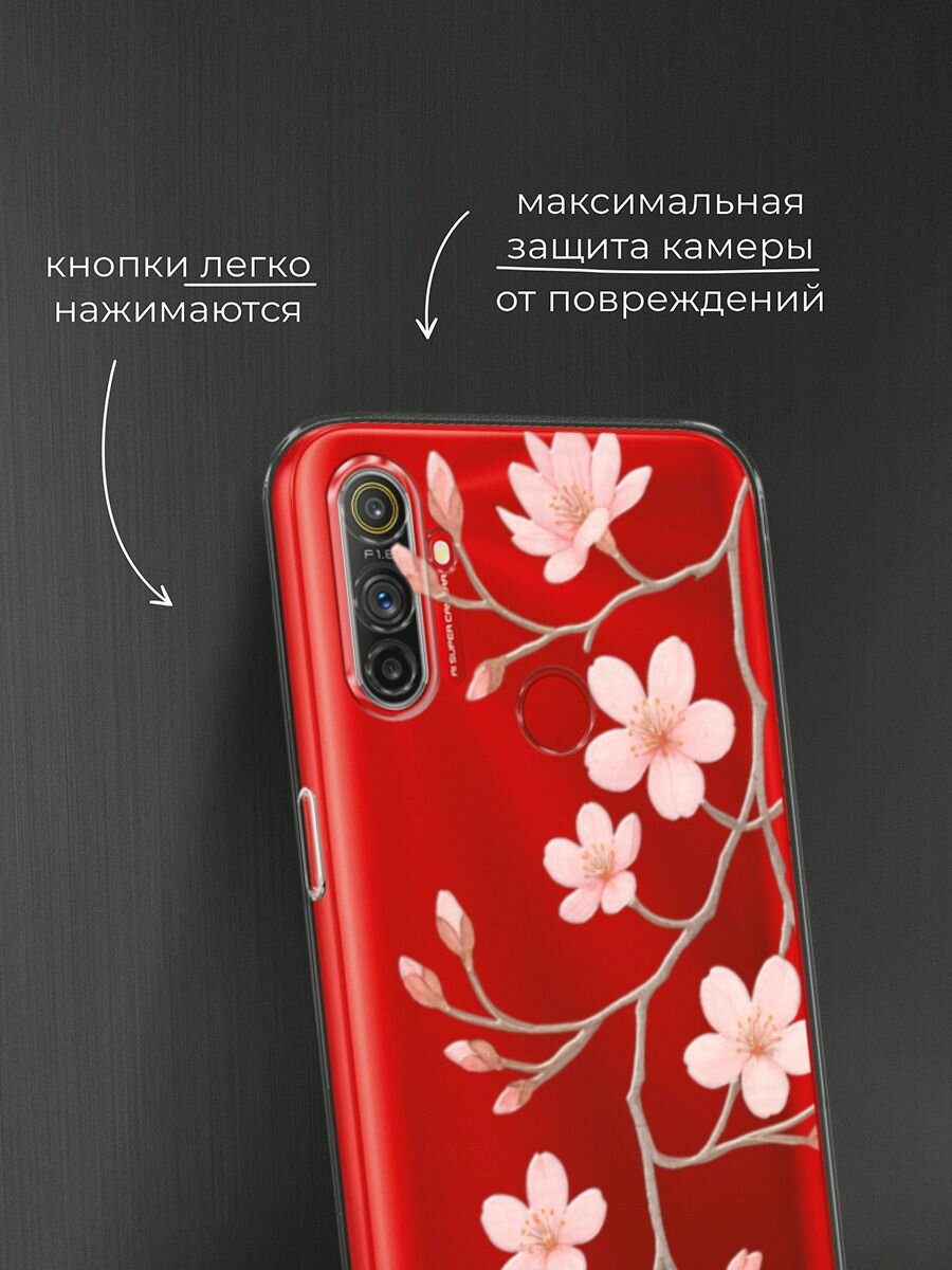 Чехол на Realme C3 / Реалми C3 с принтом "Веточка распускающейся сакуры 2" — фото 1