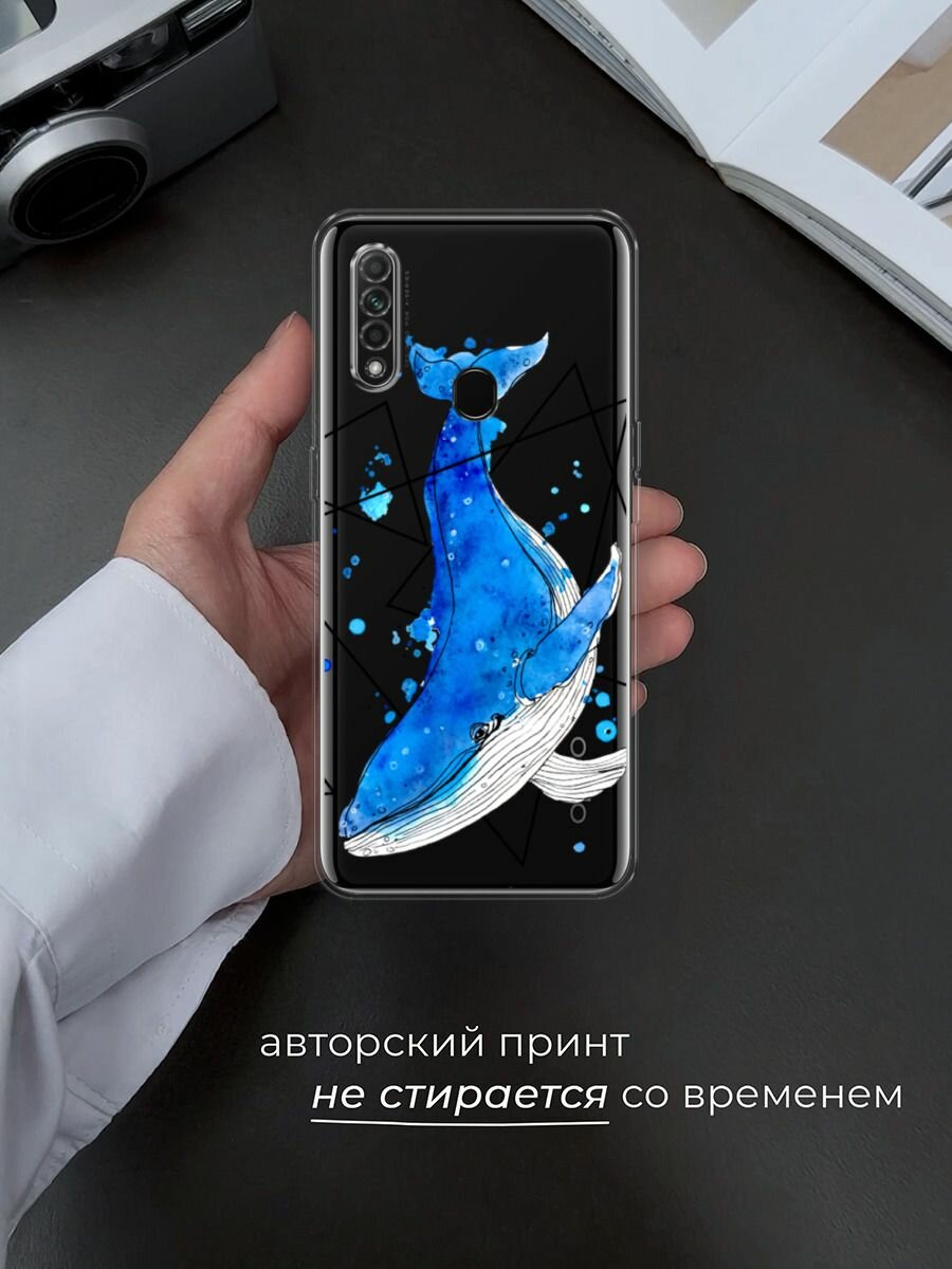 Чехол на Oppo A31 / Оппо А31 с принтом "Кит графика", прозрачный — фото 1