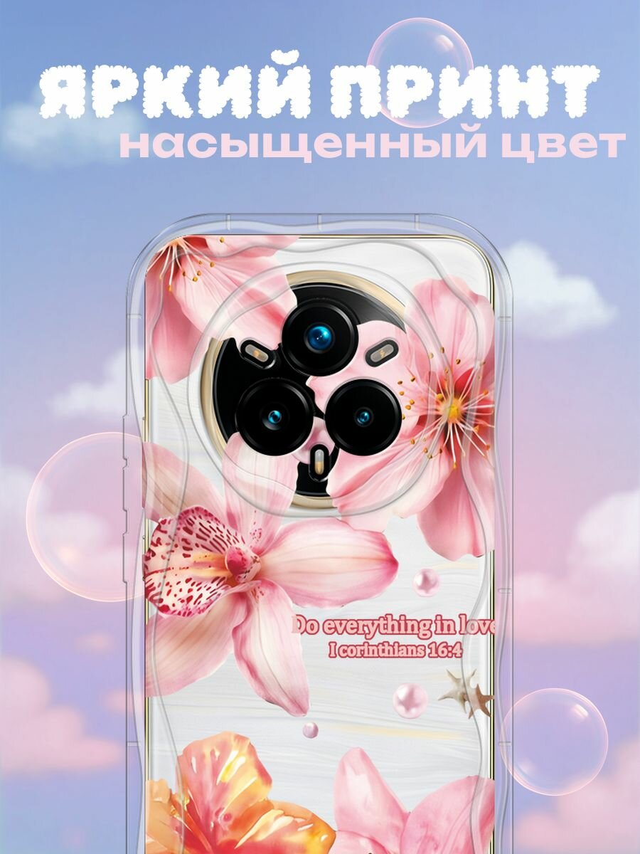 Чехол на Realme 14 Pro Plus / Реалми 14 pro plus с принтом "Тропические соцветия" — фото 1