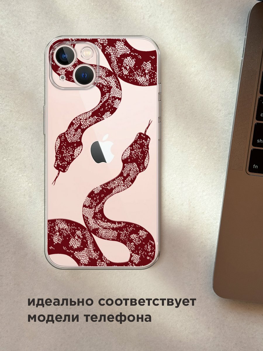 Чехол на Apple iPhone 13 / Айфон 13 с принтом "Силуэты змей 7" — фото 1