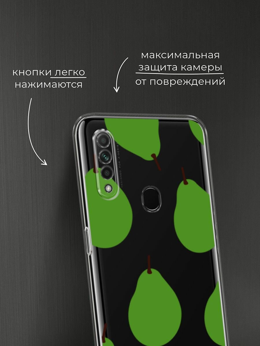 Чехол на Oppo A31 / Оппо А31 с принтом "Зеленая груша паттерн", прозрачный — фото 1
