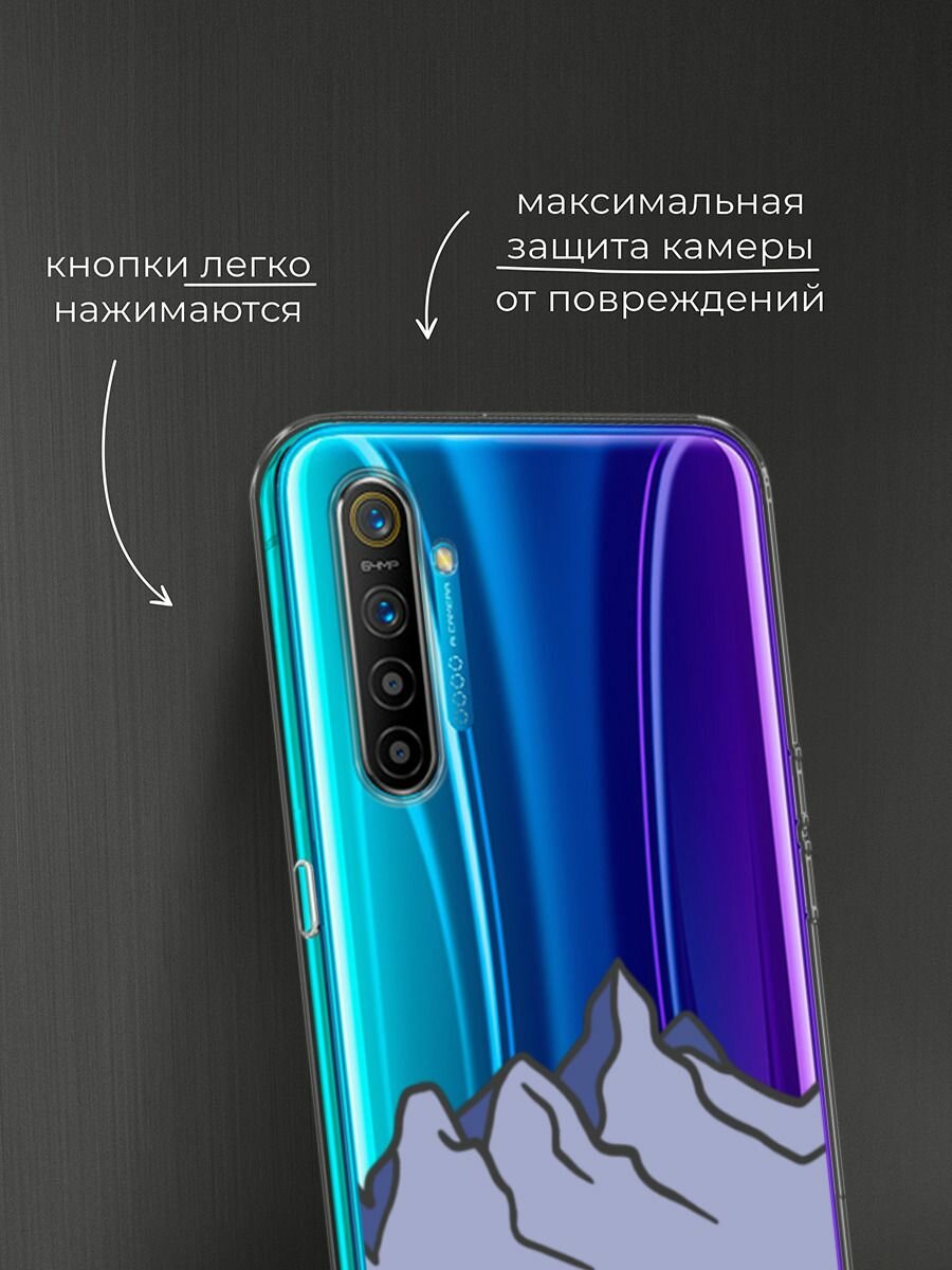 Силиконовый чехол на Realme XT / Реалми XT с принтом "Гора", прозрачный — фото 1