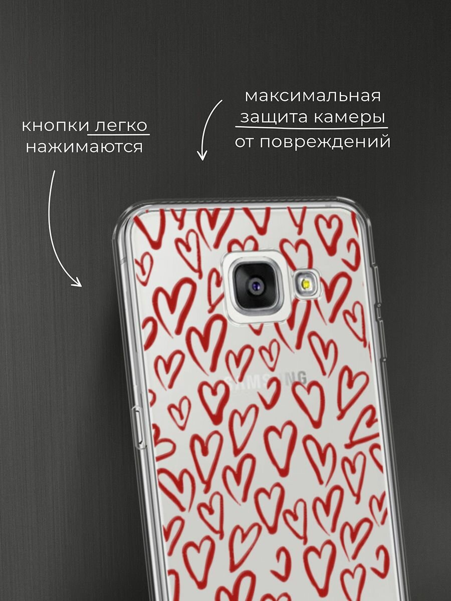 Чехол на Samsung Galaxy A3 2016 / Самсунг Галакси А3 2016 с принтом "Легкие бордовые сердечки" — фото 1