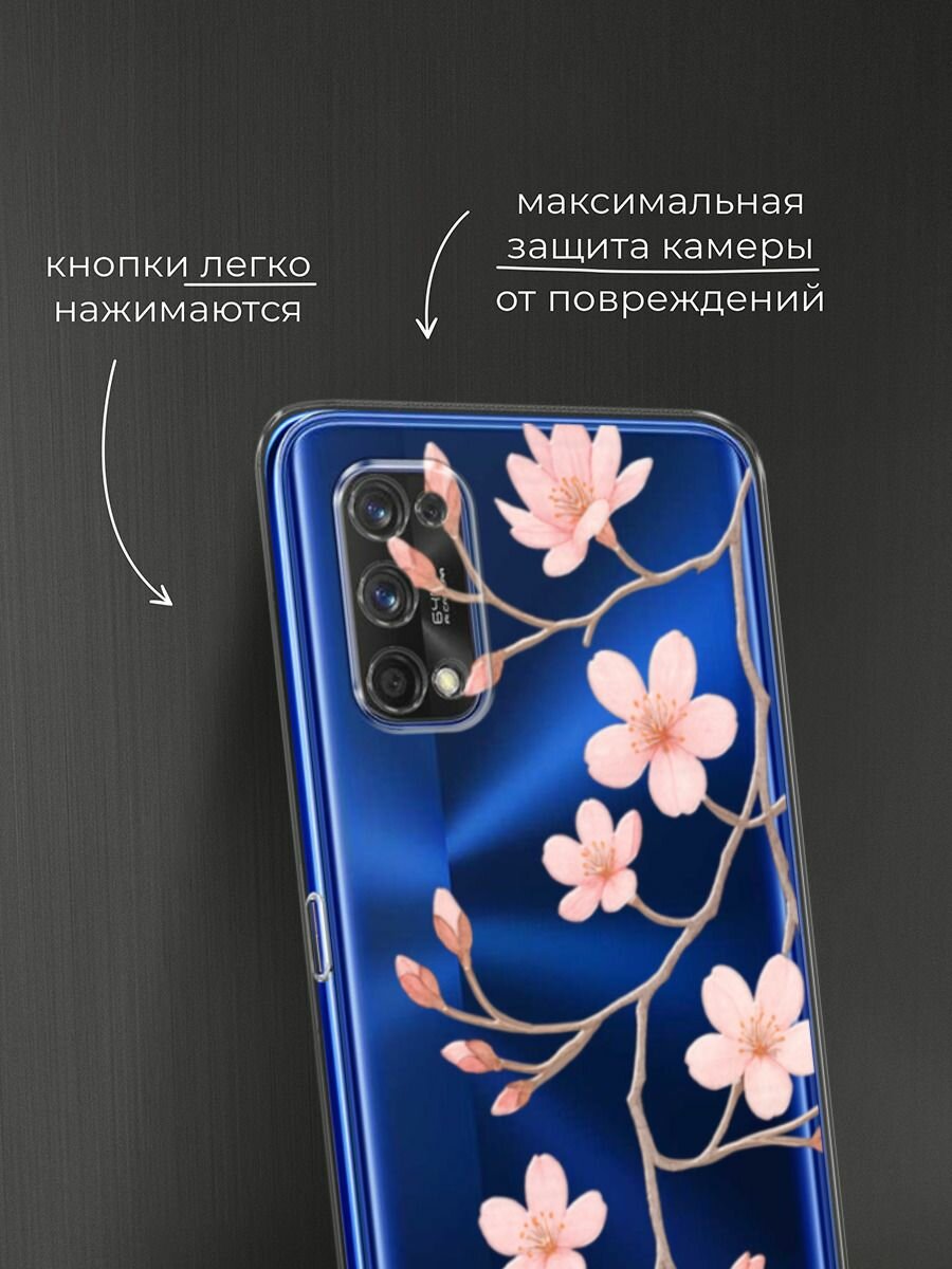Чехол на Realme 7 Pro / Реалми 7 Про с принтом "Веточка распускающейся сакуры 2" — фото 1