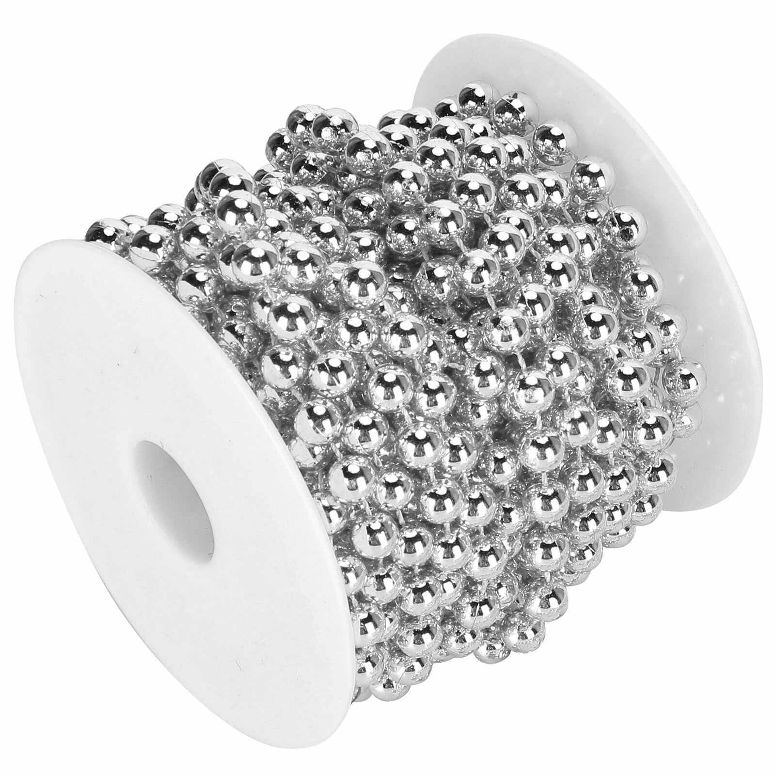 Пластиковые гирлянды из бисера, катушка, веревка, шторы, подвесные рождественские украшения, 8 мм, 10 метров/рулон, серебро