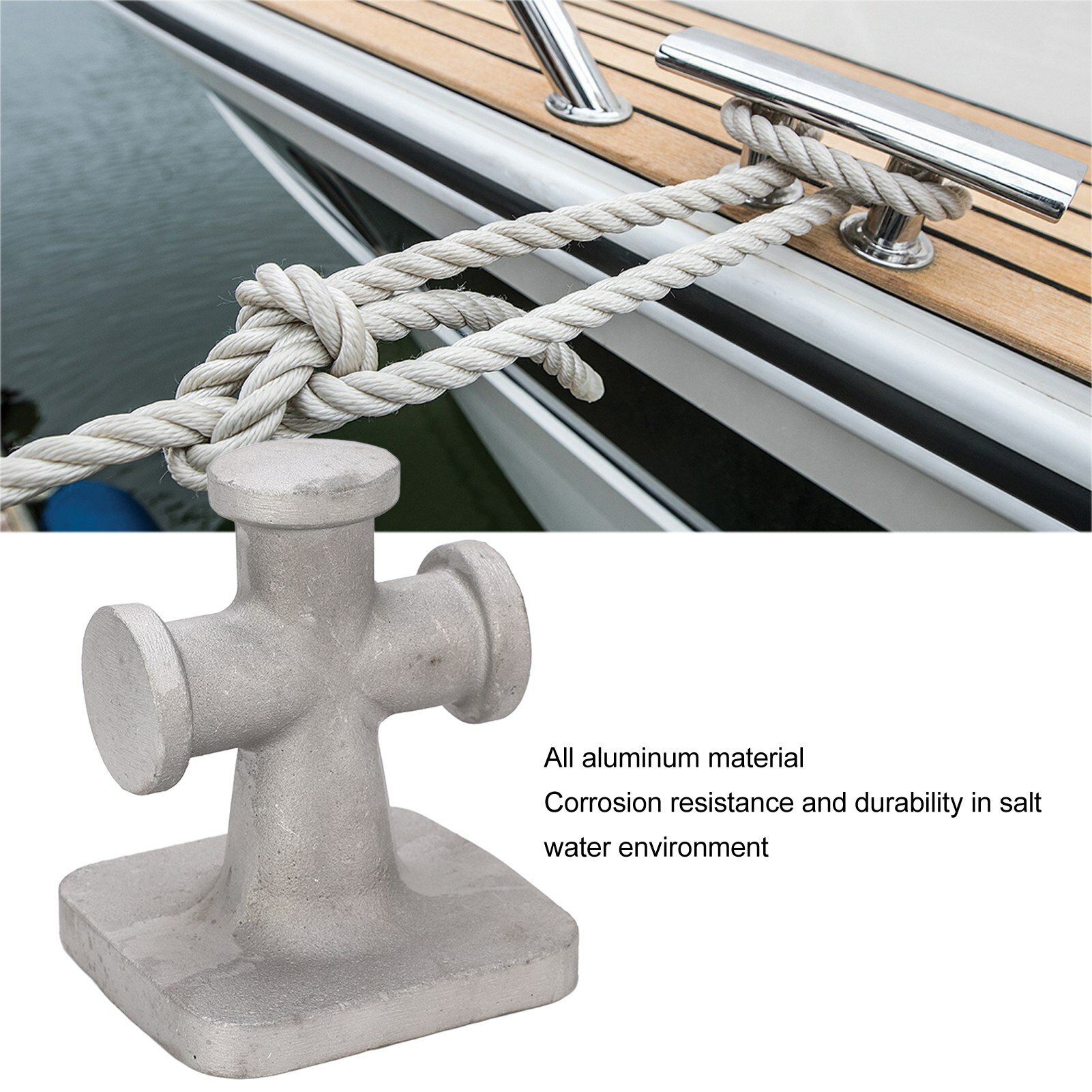 4,5-дюймовый одинарный крестообразный швартовный кнехт прочный алюминиевый швартовный кнехт для палубы лодки