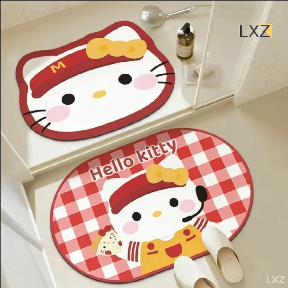 Эксклюзивный комплект из двух ковриков Hello Kitty 50x80 см для ванной и спальни исполнен в дизайне стиль 3