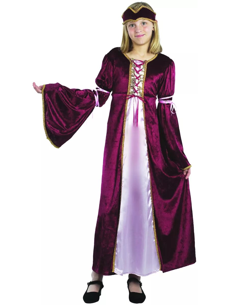 Карнавальный костюм принцессы детский, бордовый, M (120-130 см)