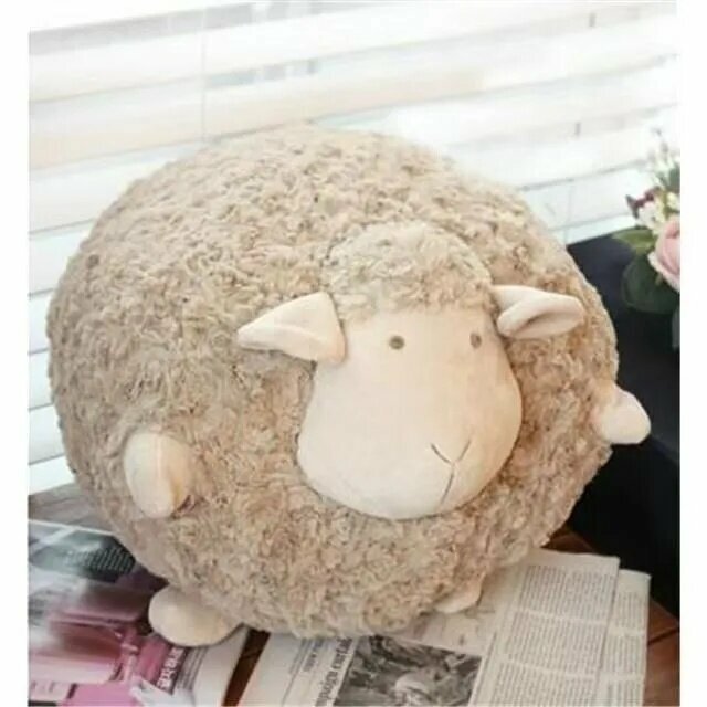 Мягкая игрушка-подушка Овечка Барашек, круглая, 40x30 см, для детей и взрослых