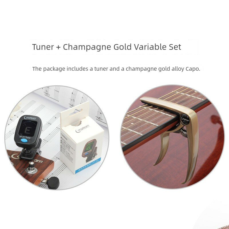 Цифровой тюнер для народной гитары, укулеле, акустическая гитара, тюнер для электрогитары Тюнер + каподастр цвета