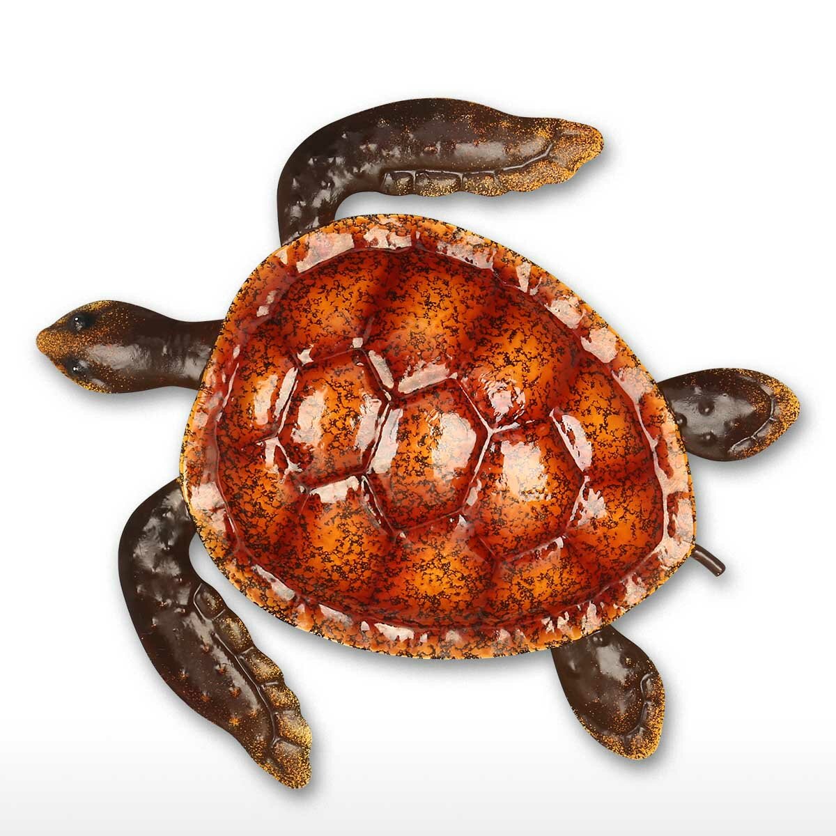 Декор для стены Червивый красный морской черепаха из железа, украшение для стены океана моря, домашнее украшение спальни, размер 23x3x25cm, вес 120g, в упаковке 24x3.5x26cm, вес упаковки 180g, 1 шт с винтами